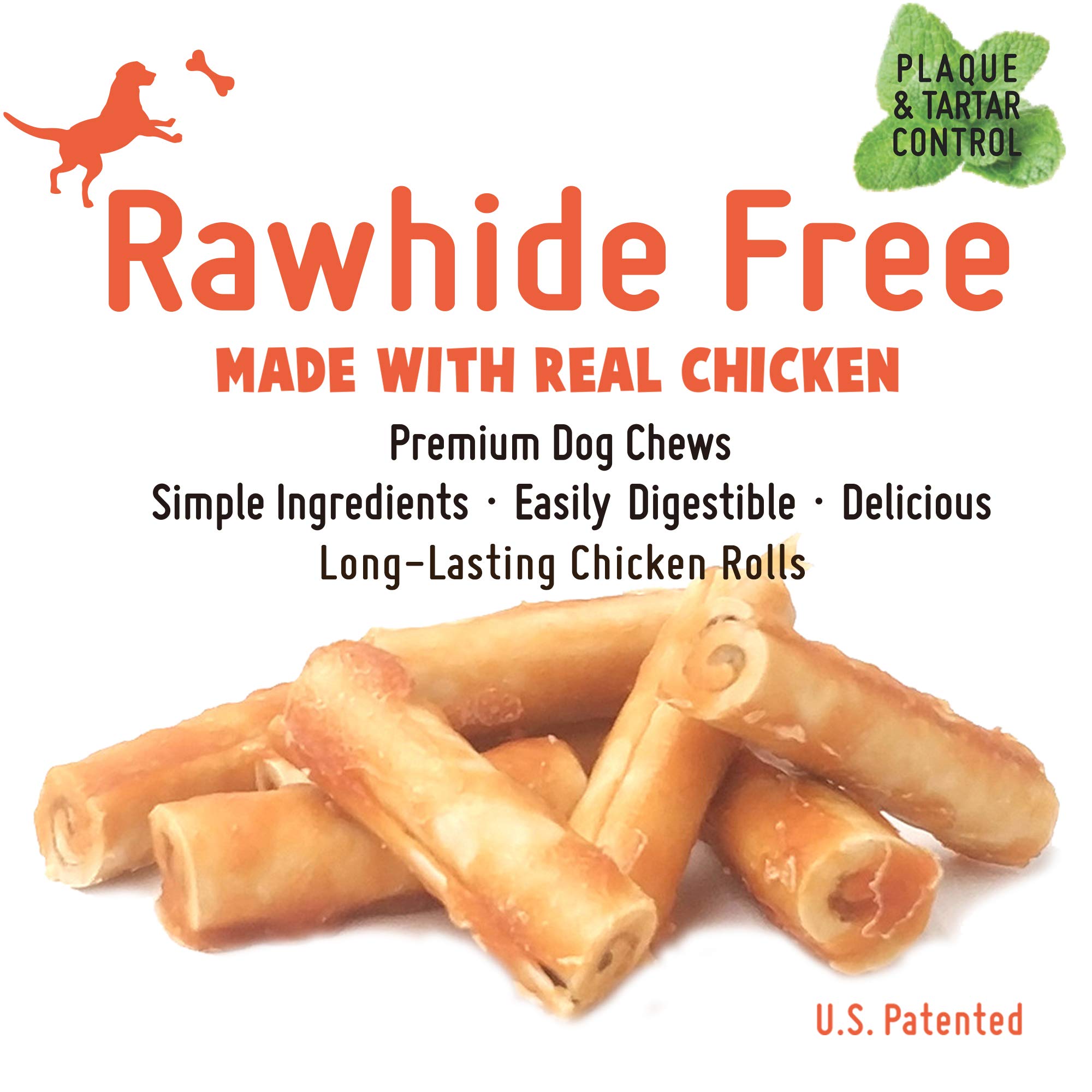 LuvChew Gluten Free Rawhide Free Dog Chew Chicken Rolls Mini 2.5" for Small Dogs 10 pcs/Pack