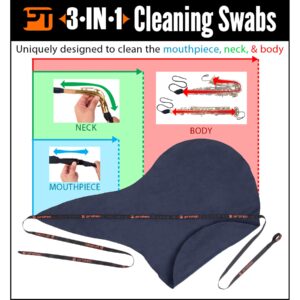 Protec 3-in-1 Body, Neck, and Mouthpiece Microfiber Cleaning Swab for Alto Sax and Soprano Saxophone (A127)