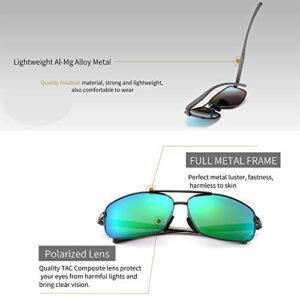 SUNGAIT Ultra Lightweight Rectangular Polarized Sunglasses UV400 Protection (Gunmetal Frame Green Mirror Lens, 62) Metal Frame 2458 QKLV