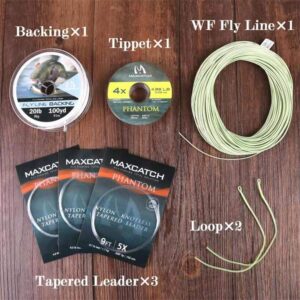 Maxcatch Fly Fishing Line (Weight Forward, Floating) and Fly Line Combo with Backing Leader and Tippet (1F/2F/3F/4F/5F/6F/7F/8F/9F/10F) (Line Combo Moss Green, WF5F 100FT)