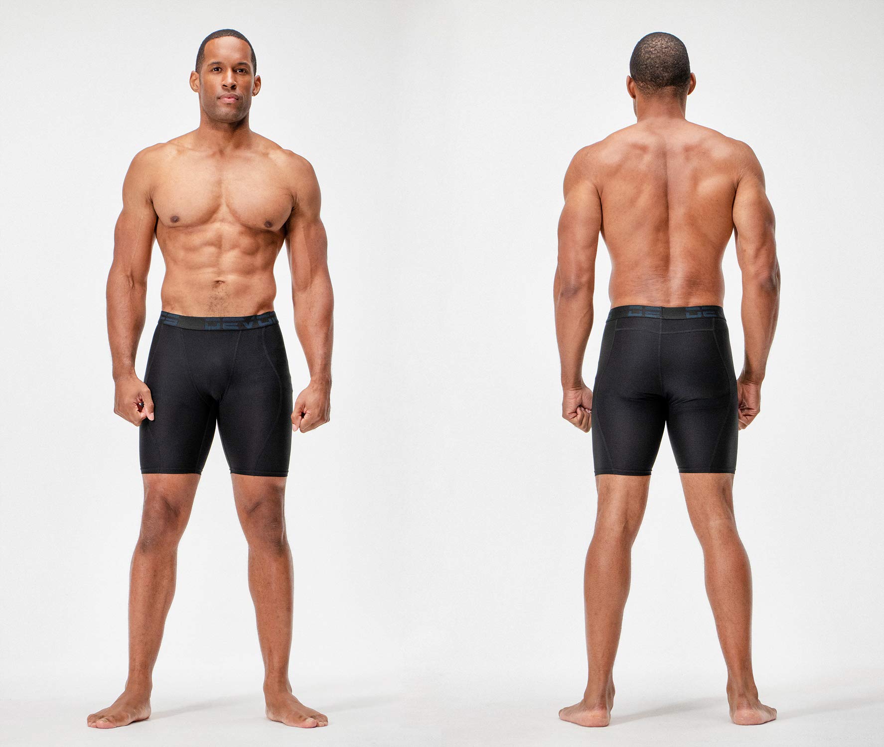 DEVOPS Men's Compression Shorts Underwear (3 Pack) (Large, Black/Charcoal/Navy)