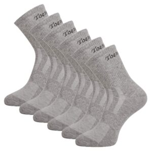 toes&feet men's 6-pack grey anti-odor quick-dry quarter crew athletic socks, size 6-12