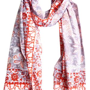 Rastogi Handcrafts 100% cotton Hand block rajasthani print scarves for women 73x44 inch size scarfs use as also sarong (Big scarves 16)