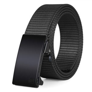 fairwin men's ratchet web belt,1.25 inch nylon automatic buckle belt,no holes invisible belt for men(black, s)