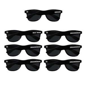 lady&home bachelor party 7pcs wedding sunglasses for groom, best man, groomsmen gifts wedding favor (black)