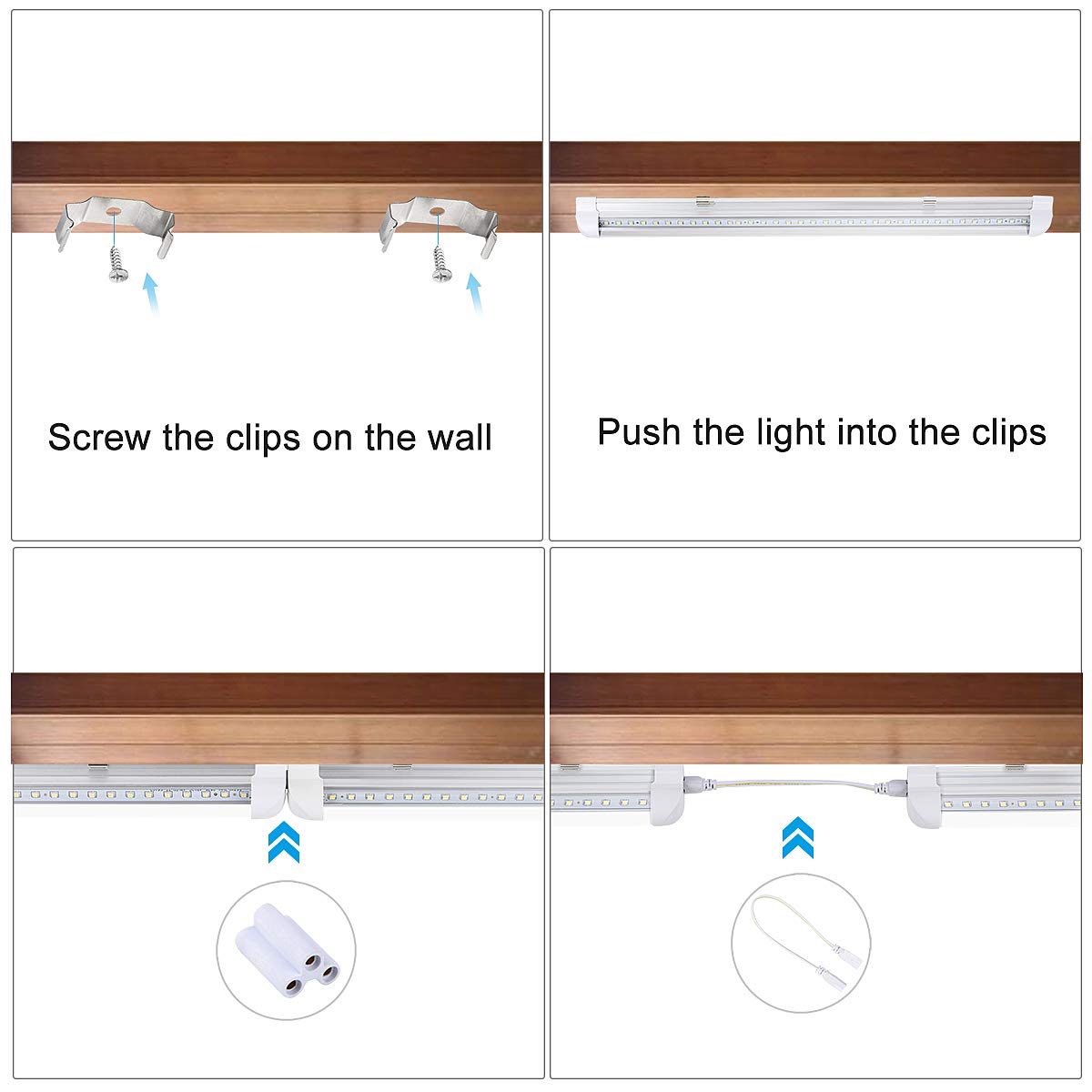 Singteam 10Pack 8Ft LED Shop Light Fixture, 90W Integrated LED Tube Light,10000LM, 6500K, Clear Cover,High Output,Double Row V Shape 270 Degree LED Lighting for Garage Warehouse Workshop Basement