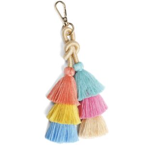 i-bosom colorful boho pom pom tassel bag charm key chain (r01 style)