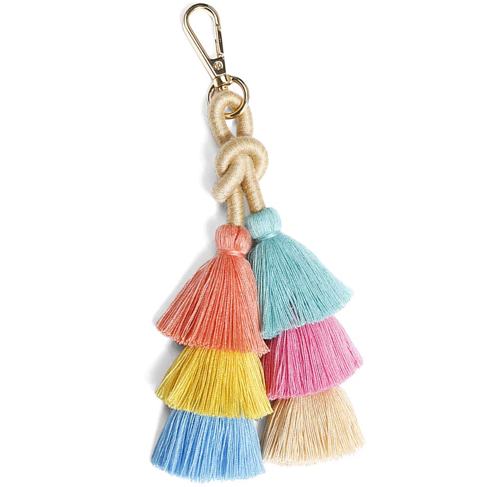 I-BOSOM Colorful Boho Pom Pom Tassel Bag Charm Key Chain (R01 style)