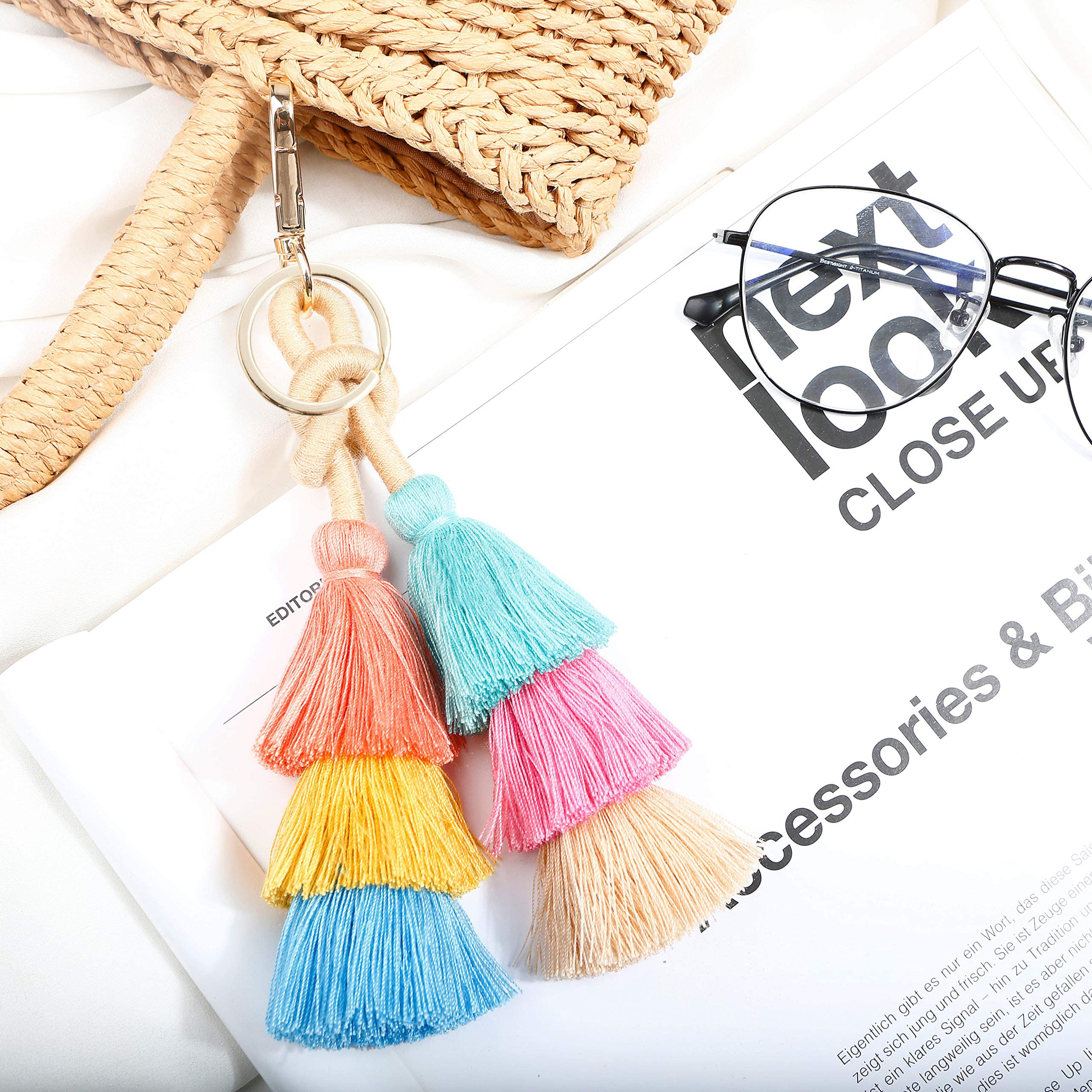 I-BOSOM Colorful Boho Pom Pom Tassel Bag Charm Key Chain (R01 style)