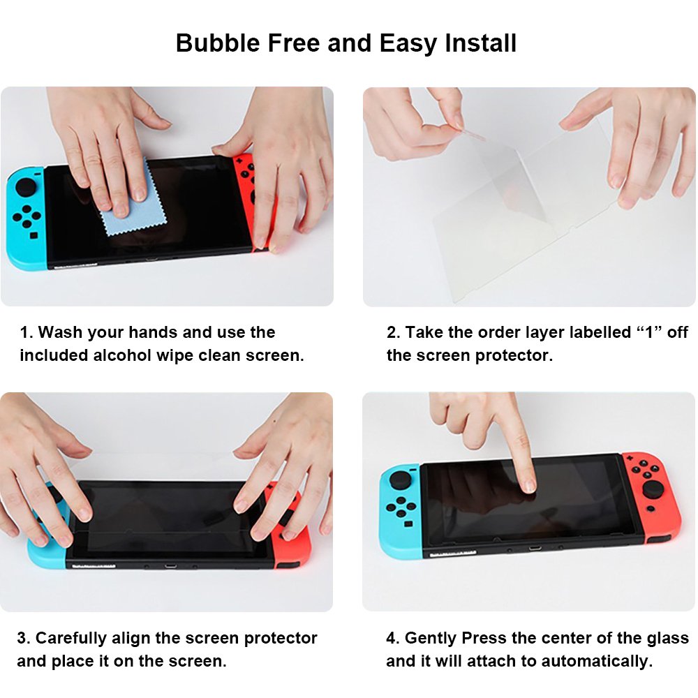 MAEXUS 2 Pcs Switch Screen Protector Tempered Glass Premium HD Clear Anti-Scratch Screen Protector for Nintendo Switch