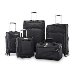 Samsonite Solyte DLX Softside Expandable Luggage with Spinner Wheels, Midnight Black, Checked-Medium 25-Inch