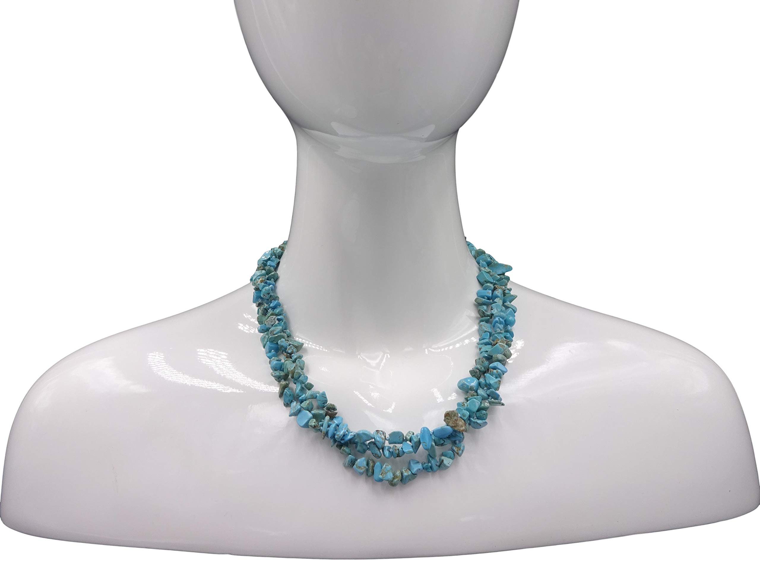 MGR MY GEMS ROCK! Multi-strand Blue Magnestie Turquoise Collar Torsade Statement Necklace.