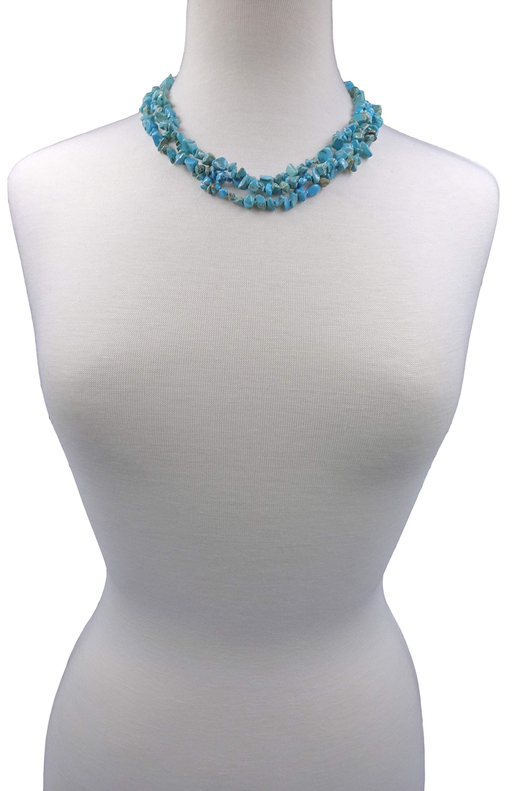 MGR MY GEMS ROCK! Multi-strand Blue Magnestie Turquoise Collar Torsade Statement Necklace.