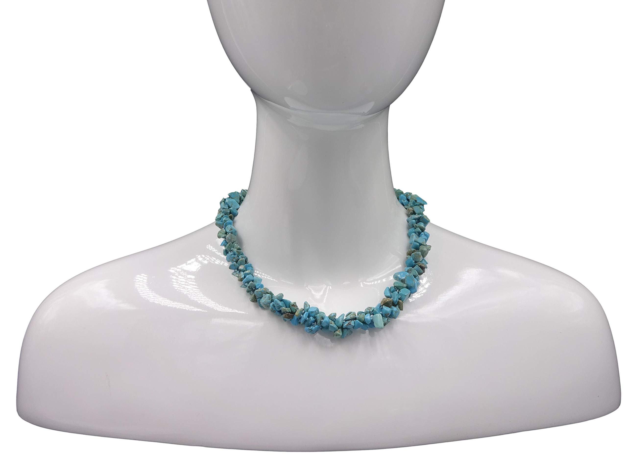 MGR MY GEMS ROCK! Multi-strand Blue Magnestie Turquoise Collar Torsade Statement Necklace.