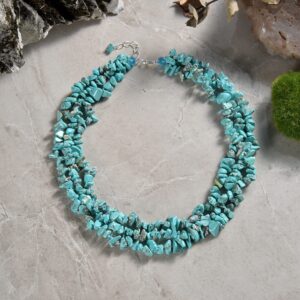 MGR MY GEMS ROCK! Multi-strand Blue Magnestie Turquoise Collar Torsade Statement Necklace.