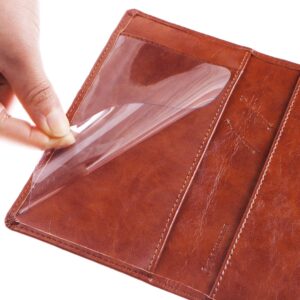 GNEGNI Leather Checkbook Cover with Built-in Divider Pen holder For Men Women Checkbook Holder Wallet RFID Blocking