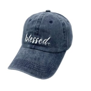 waldeal women's embroidered blessed washed cotton dad hat low profile baseball cap navy