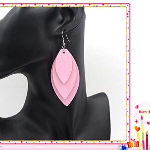 TIDOO Jewelry Women Fashion Teardrop Leather Earring (Three, 001# 3 Pcs Pink)