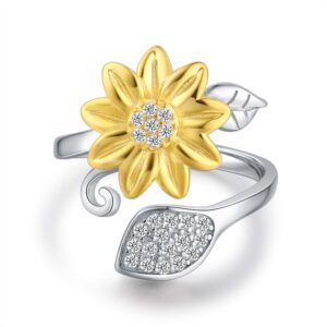 beilin sunflower ring for women you are my sunshine 925 sterling silver adjustable promise rings for daughter wife mom