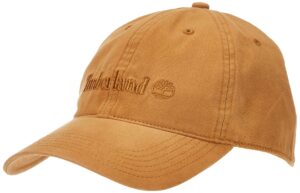 timberland men's cotton canvas baseball cap, wheat/flat logo, one size