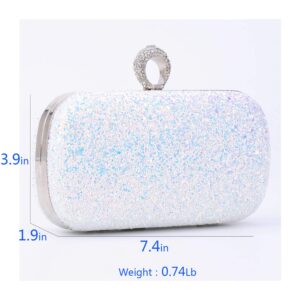 Women Evening Bags Handbags Glitter And Clutches for Women Purse Totes Dance Wedding Party Parites PromWith Two Chain Strap Black Pink Gold Silver White(white)