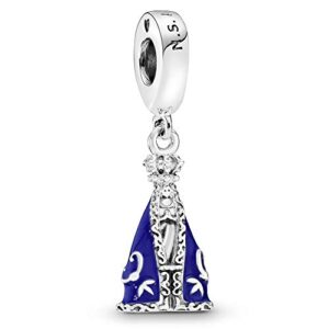 pandora nossa senhora aparecida dangle charm - compatible moments bracelets - jewelry for women - gift for women in your life - made with sterling silver & enamel