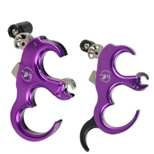 sharrow bow release aid 3/4 fingers automatic archery release aluminium alloy thumb trigger for compound bow accessory (purple)