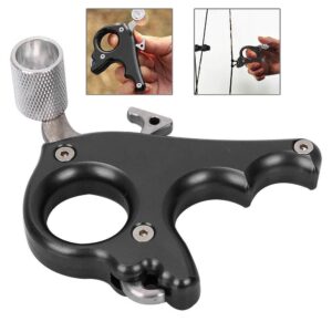 VGEBY1 Archery Arrow Release, 3 Finger Archery Compound Bow Release Aid Grip Thumb Caliper Trigger for Compound Bow Accessory(Black)