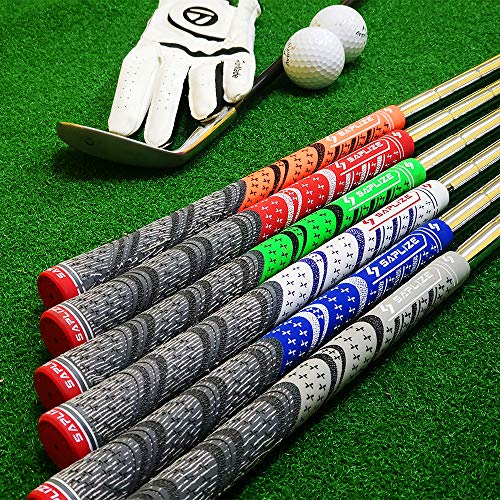 SAPLIZE Cross Corded Golf Grips 13 Pack, Low Taper Design, Multi-compound Hybrid Golf Club Grips, 13 Grips with 15 Tapes, Standard Size, Green, CL03 Series