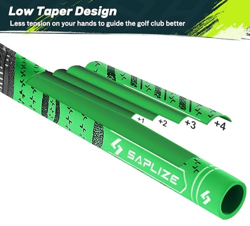 SAPLIZE Cross Corded Golf Grips 13 Pack, Low Taper Design, Multi-compound Hybrid Golf Club Grips, 13 Grips with 15 Tapes, Standard Size, Green, CL03 Series