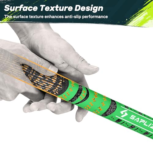 SAPLIZE Cross Corded Golf Grips 13 Pack, Low Taper Design, Multi-compound Hybrid Golf Club Grips, 13 Grips with 15 Tapes, Standard Size, Green, CL03 Series