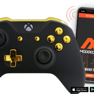 MODDEDZONE Custom MODDED Wireless Controller for Xbox One S/X and PC - With Unique Smart Mods - Best For First Person Shooter Games - Handcrafted by Experts in USA with Unique Design (Black/Gold)