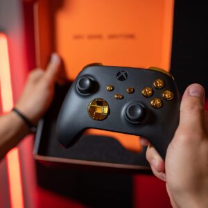 MODDEDZONE Custom MODDED Wireless Controller for Xbox One S/X and PC - With Unique Smart Mods - Best For First Person Shooter Games - Handcrafted by Experts in USA with Unique Design (Black/Gold)