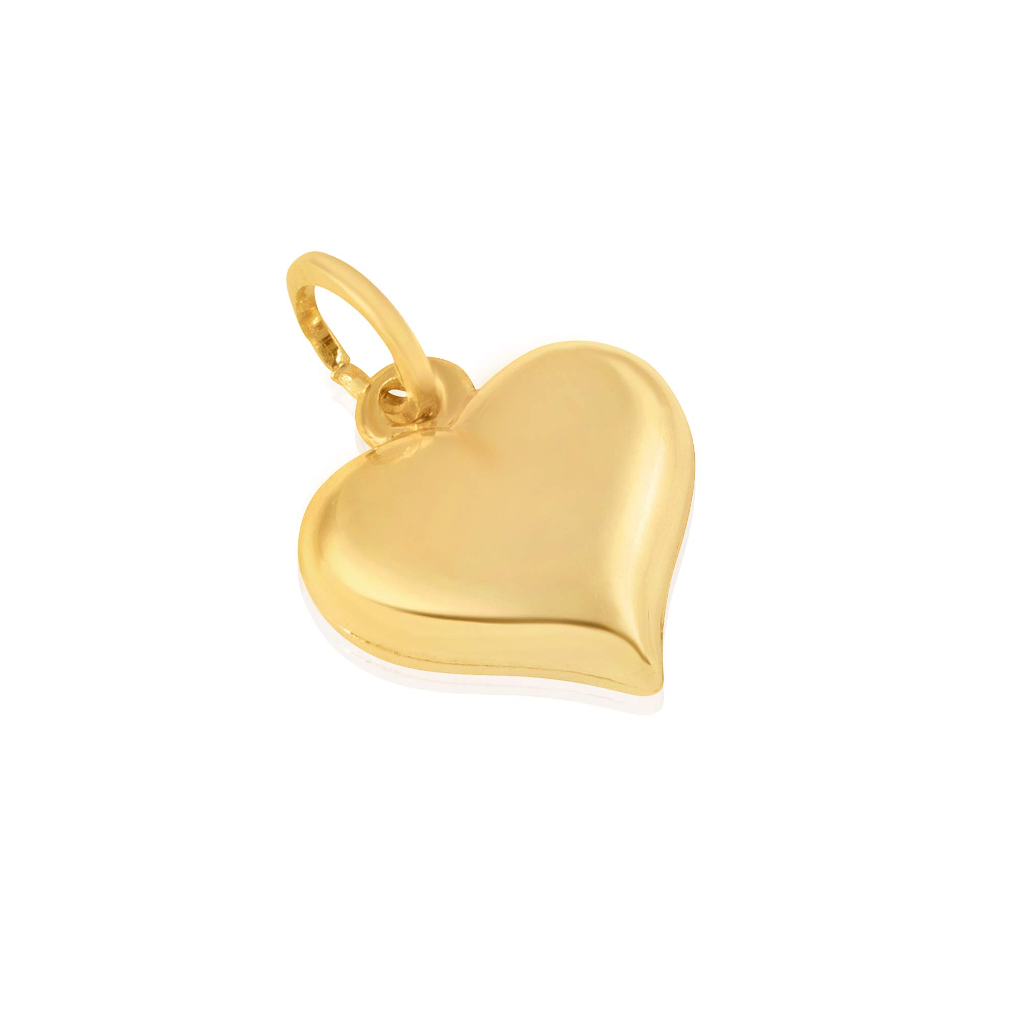 JULIETTE COLLECTION 14KT Yellow Gold Mini Polished Puffed Heart Fashion Pendant/Charm for Women, 12mm x 7mm – Exquisite and Stylish