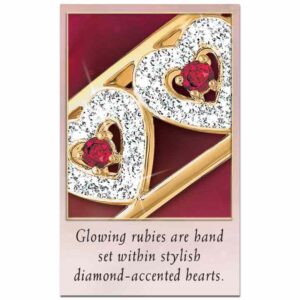 The Danbury Mint I Love You Ruby & Diamond Bangle | Women's Bracelets | Ruby Jewelry | Romantic Heart Jewelry | Gifts for Her | Features 12 Rubies & 12 Diamonds | #5291-0015