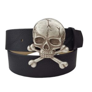 axesoria silver skull crossbone belt black m