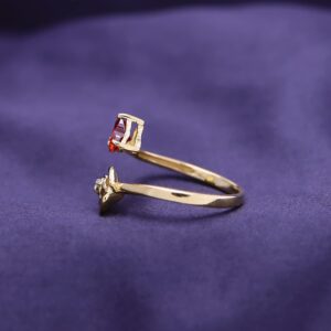 AFFY Heart Shape Simulated Red Garnet & White Cubic Zirconia 14k Yellow Gold Over Sterling Silver Promise Ring