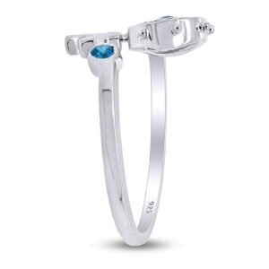 Round Simulated Blue Topaz 14k White Gold Over Sterling Silver Anchor & Rudder Ring