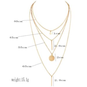 Chmier Bohemia Layered Choker Necklace Star Choker Gold Coin Necklace Bar Pendant Necklace Lariat Y Necklace