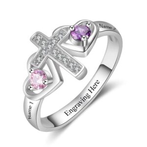 lam hub fong personalized mothers day gifts birthstone rings for women mother daughter promise rings for her custom engagement name rings for her girlfriend wife (2 birthstones-4, 5)