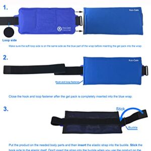 Koo-Care Waist & Lower Back Gel Ice Pack & Wrap for Injuries Reusable Large Flexible Hot Cold Therapy Compress with Strap for Shoulder, Belly, Rib, Thigh, Entire Knee, Shin Pain Relief - 15.5" x 7.3"