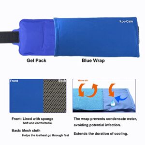 Koo-Care Waist & Lower Back Gel Ice Pack & Wrap for Injuries Reusable Large Flexible Hot Cold Therapy Compress with Strap for Shoulder, Belly, Rib, Thigh, Entire Knee, Shin Pain Relief - 15.5" x 7.3"