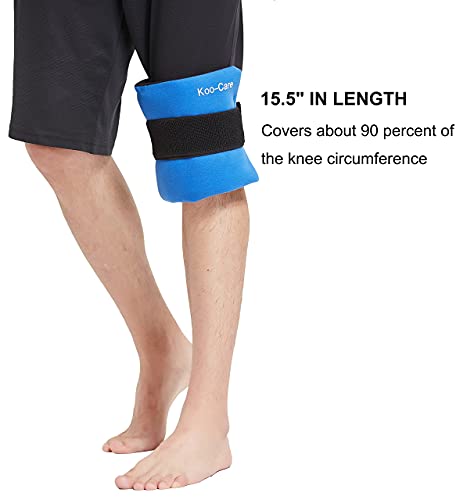 Koo-Care Waist & Lower Back Gel Ice Pack & Wrap for Injuries Reusable Large Flexible Hot Cold Therapy Compress with Strap for Shoulder, Belly, Rib, Thigh, Entire Knee, Shin Pain Relief - 15.5" x 7.3"