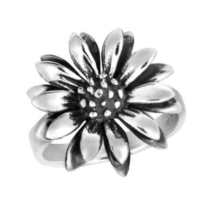 perennial beauty sunflower .925 sterling silver ring (9)