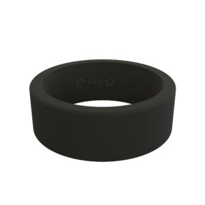 QALO Men's Basic & Flat Silicone Ring, Black (Size 11) - Men's Silicone Wedding Band - Breathable Comfort Fit Silicone Rings for Men - Durable Rubber Engagement Rings for Him - 8mm x 2mm