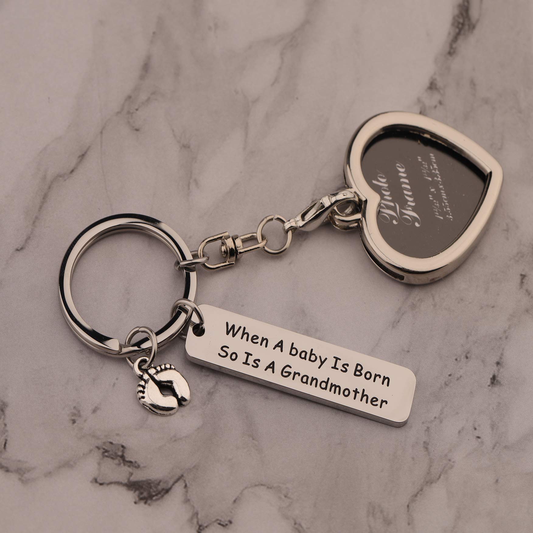 Baby Reveal Gift For Mom Grandma to Be Picture Frame Keychain When a Baby is Born So Is A Grandmother Keychain Baby Announcement Gift for New Grandma (silver)