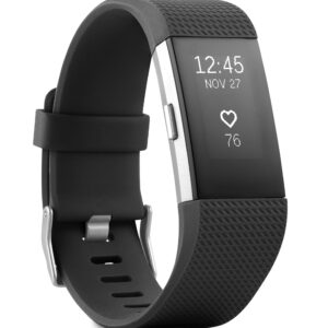 Fitbit Charge 2 Heart Rate + Fitness Wristband Watch, Black,(US Version), Large (6.7 - 8.1 Inch) (Renewed)