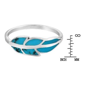 AeraVida Floating Feather Simulated Blue Turquoise Inlay .925 Sterling Silver Ring (9)