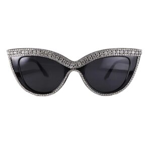 fuprecious cat eye sunglasses bling rhinestones crystal black plastic frame eyewear