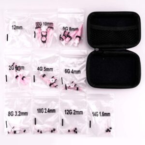 LLGLTEC Ear Stretching Kit 50 Pieces 14G-00G Ear Gauges Expander Set Acrylic Tapers and Plugs & Silicone Tunnels Body Piercing Jewelry Set (New Pink)